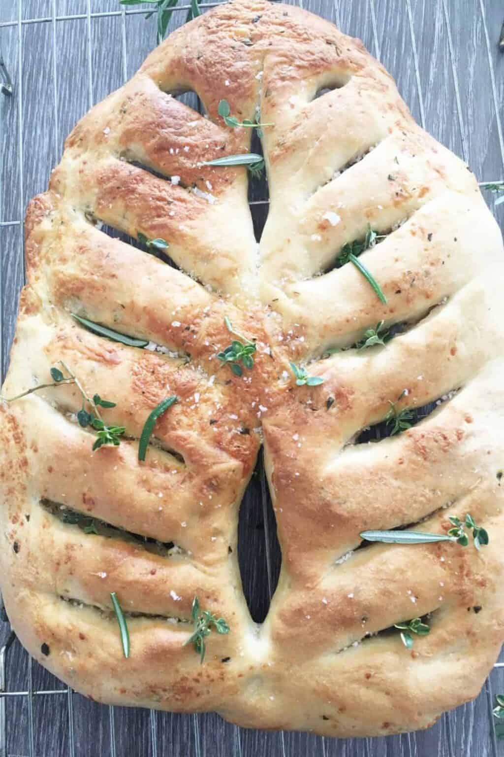 Cheese and Herb Fougasse Bread - Chez Le Rêve Français