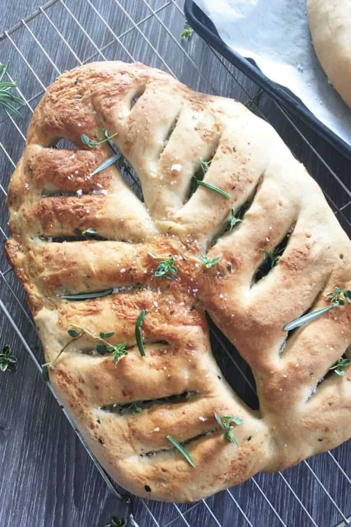 Cheese and Herb Fougasse Bread - Chez Le Rêve Français